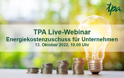 Energiekostenzuschuss für Unternehmen – die wesentlichsten Eckdaten | TPA Steuerberatung